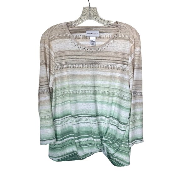 Alfred Dunner | Tops | Alfred Dunner Top Sz Small Tangreenwhite Knotted ...